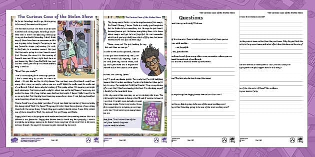 Curious Case of the Stolen Show UKS2 Reading Comprehension